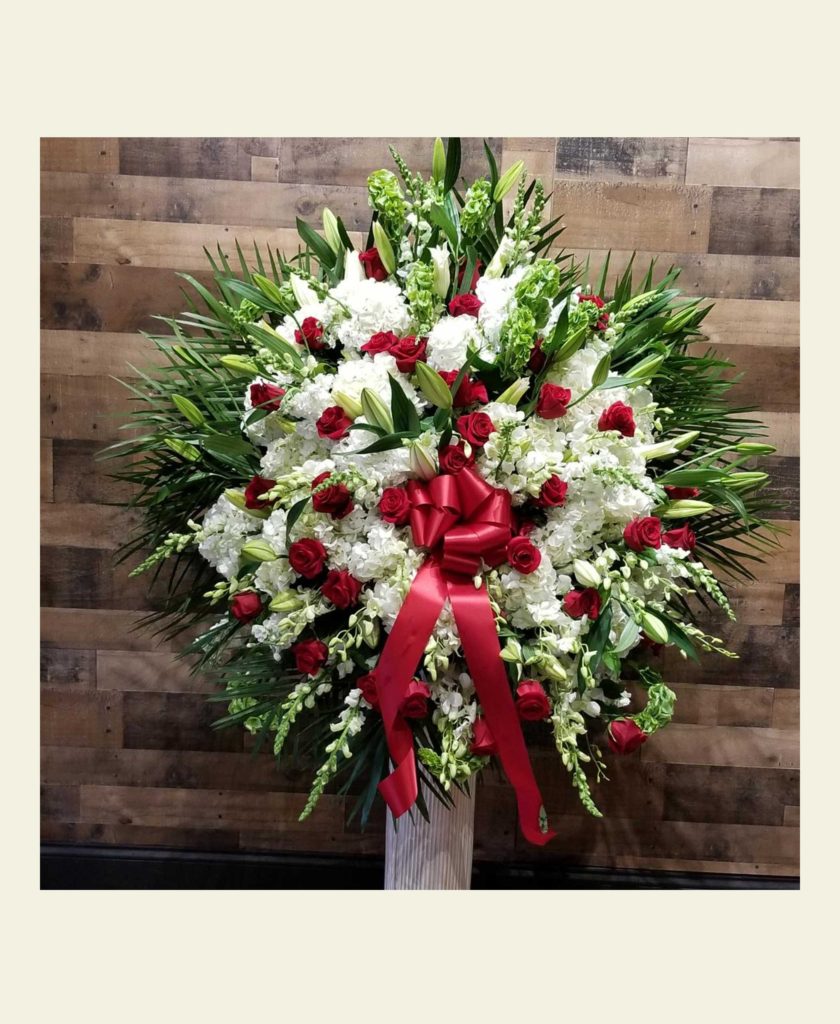 EB0700: Red and white assorted elegant basket - Floral Fantasy US