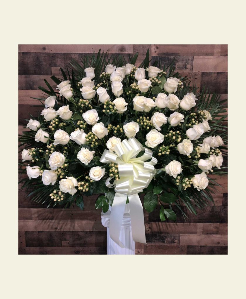 RB0250: All white rose basket - Floral Fantasy US